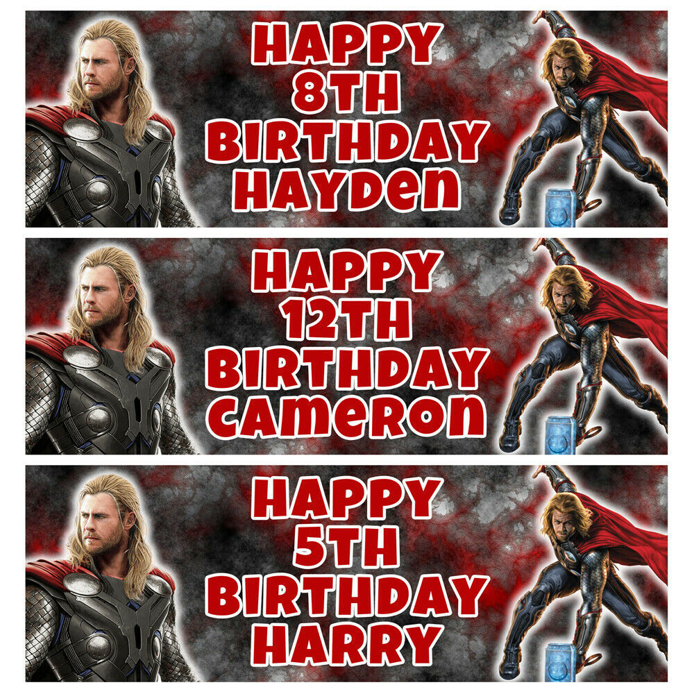 THOR Personalised Birthday Banner - Thor Birthday Party Banner ...