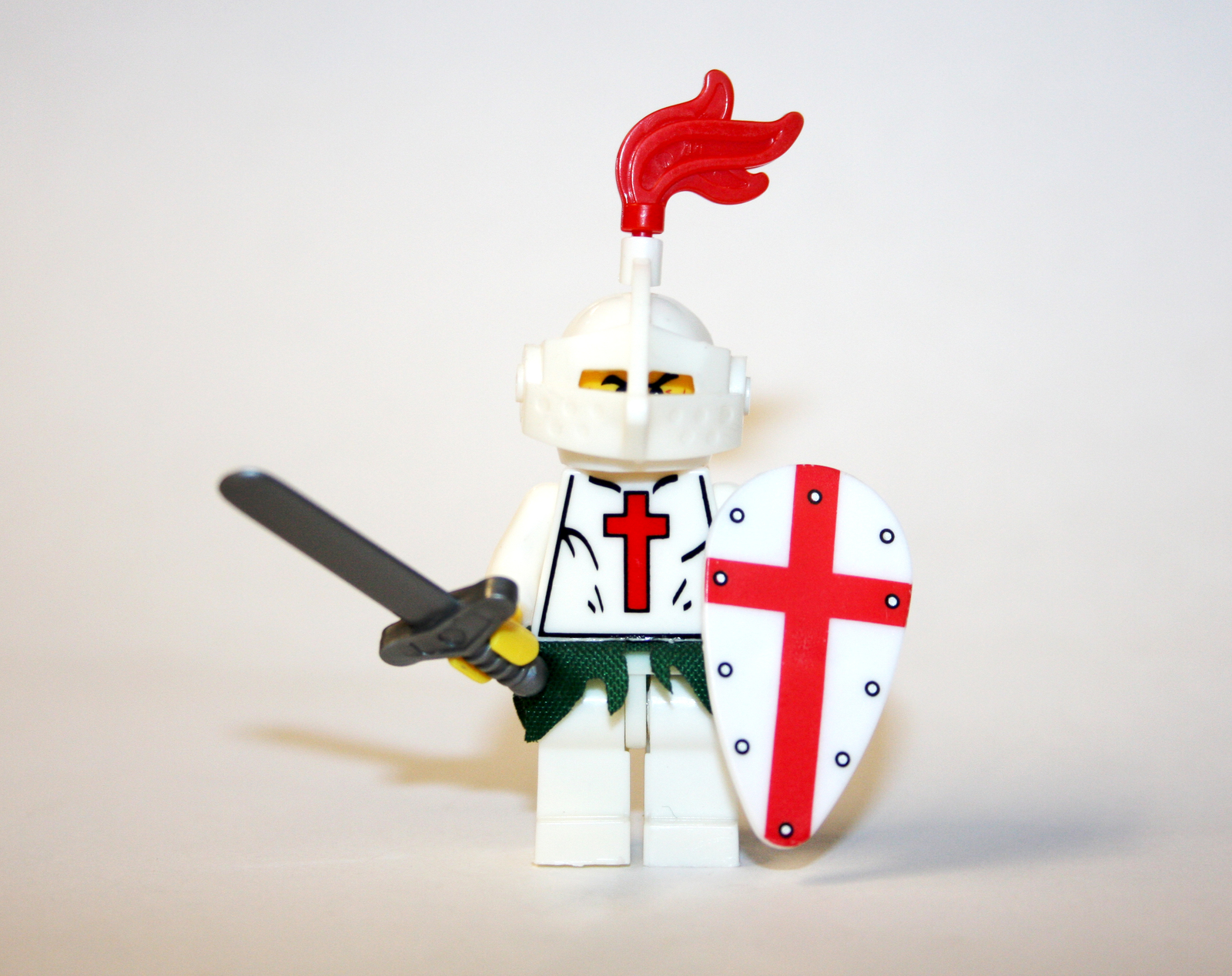 White Crusader Knight With Red Cross Castle Soldier Toy Minifigure US ...
