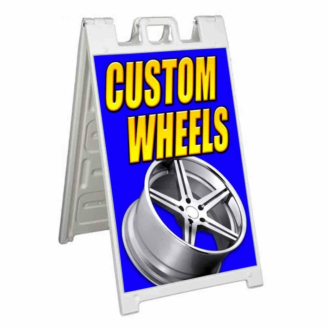 CUSTOM WHEELS Signicade 24x36 Aframe Sidewalk Sign Banner Decal AUTO ...