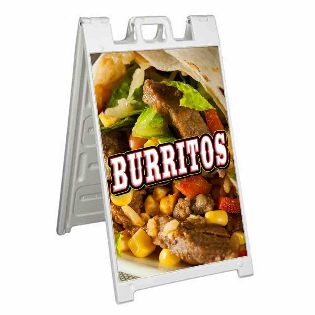 BURRITOS Signicade 24x36 Aframe Sidewalk Sign Banner Decal FOOD MEXICAN ...