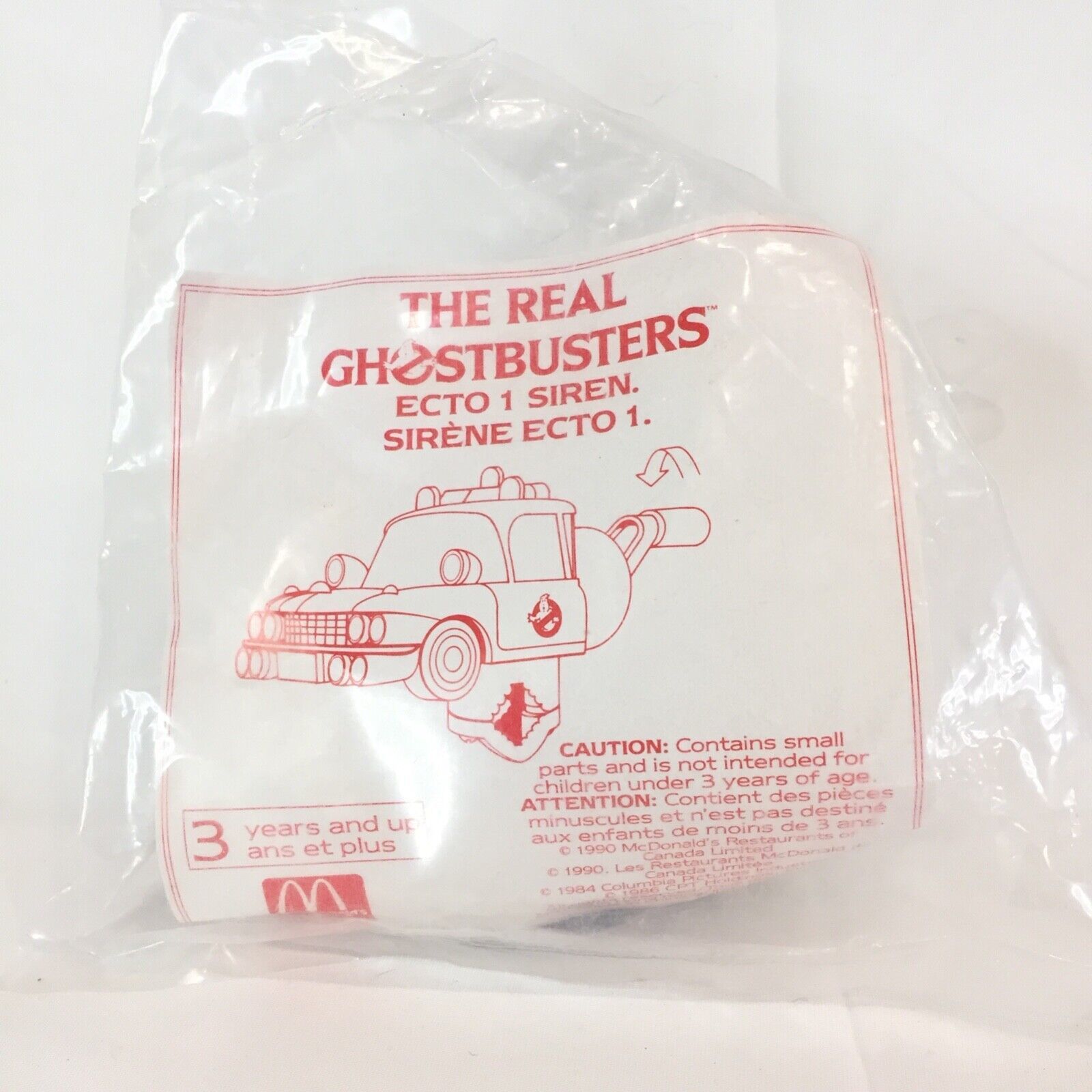 1991 NEW McDonalds Happy Meal Toy The Real Ghostbusters ECTO 1 Bike Siren WORKS - Fast Food