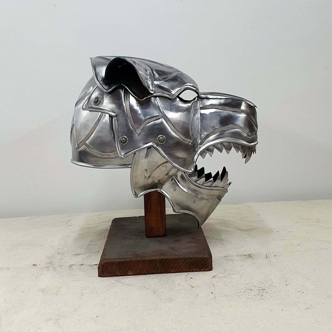 Medieval Wolf Armor Helmet 18 Gauge Battle Ready Premium Gothic Helmet ...