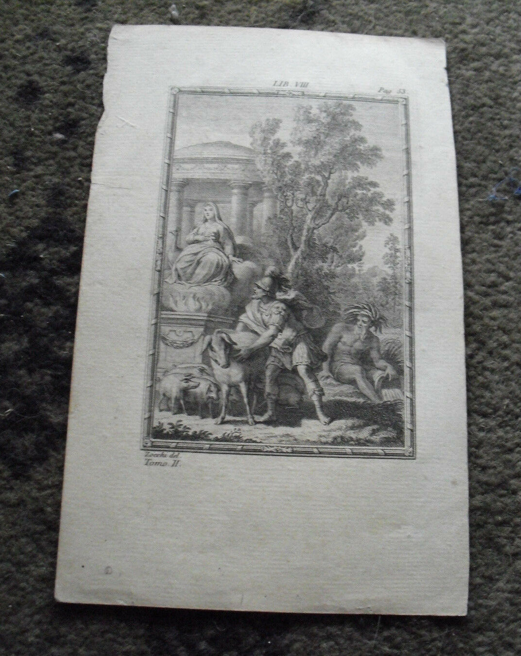 Vintage Late 1800s Engraving Roman Soldiers with Pigs Look - Art