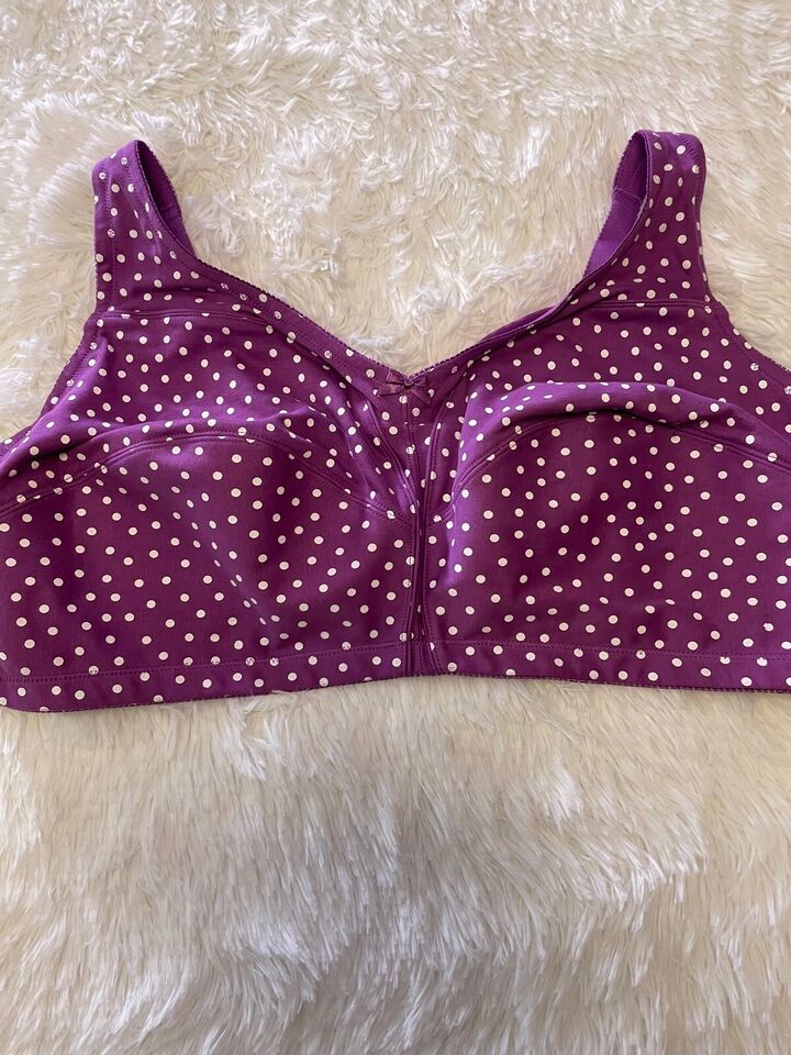 Comfort Choice Womens Wire Free Full Coverage Cotton Bra Purple White ...