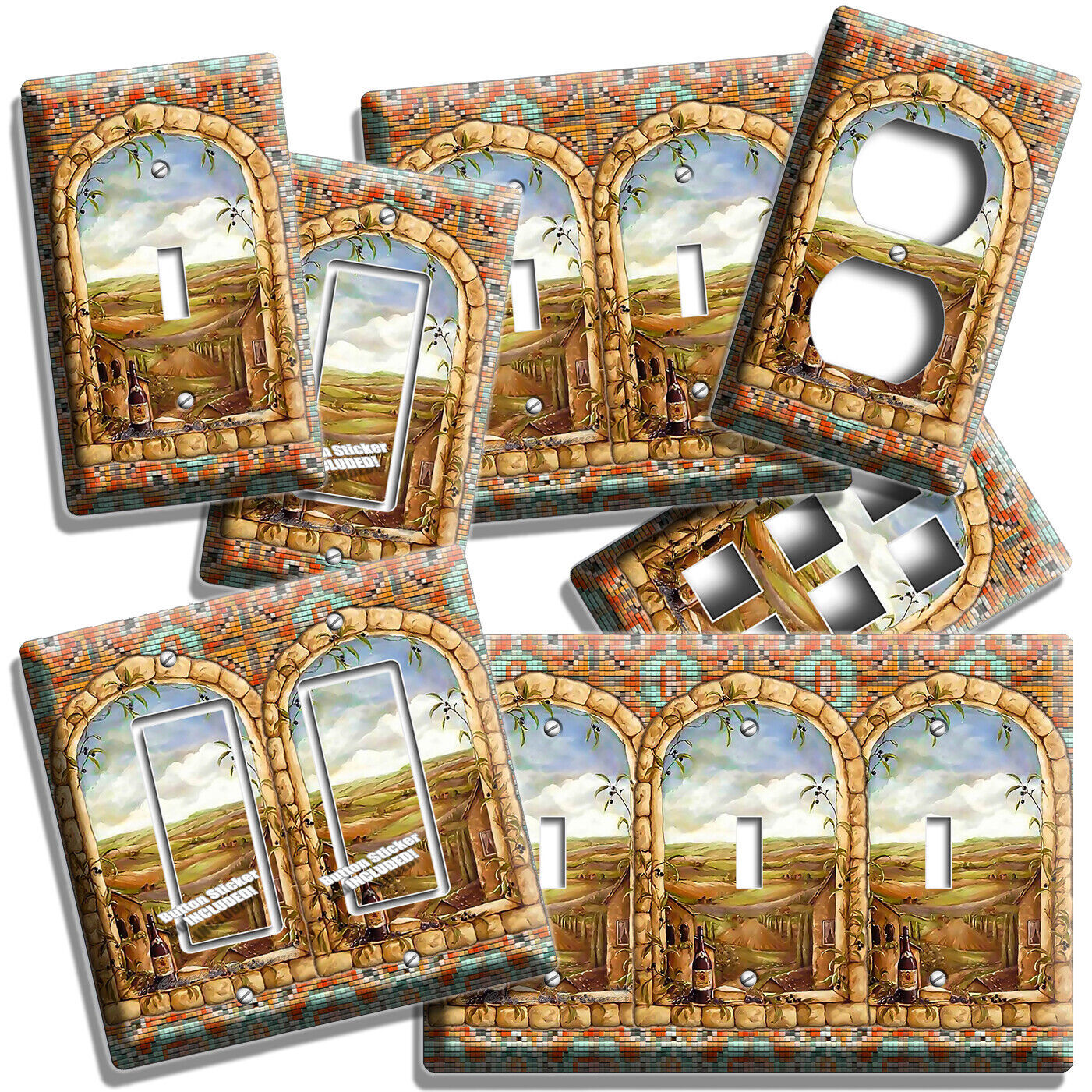 ITALIAN TUSCAN COUNTRY FARM STONE ARCH WINDOW LIGHT SWITCH OUTLET PLATE ...