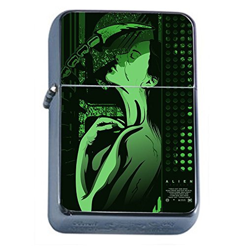 Alien Flip Top Oil Lighter Em4 Smoking Cigarette Silver Case Included ...