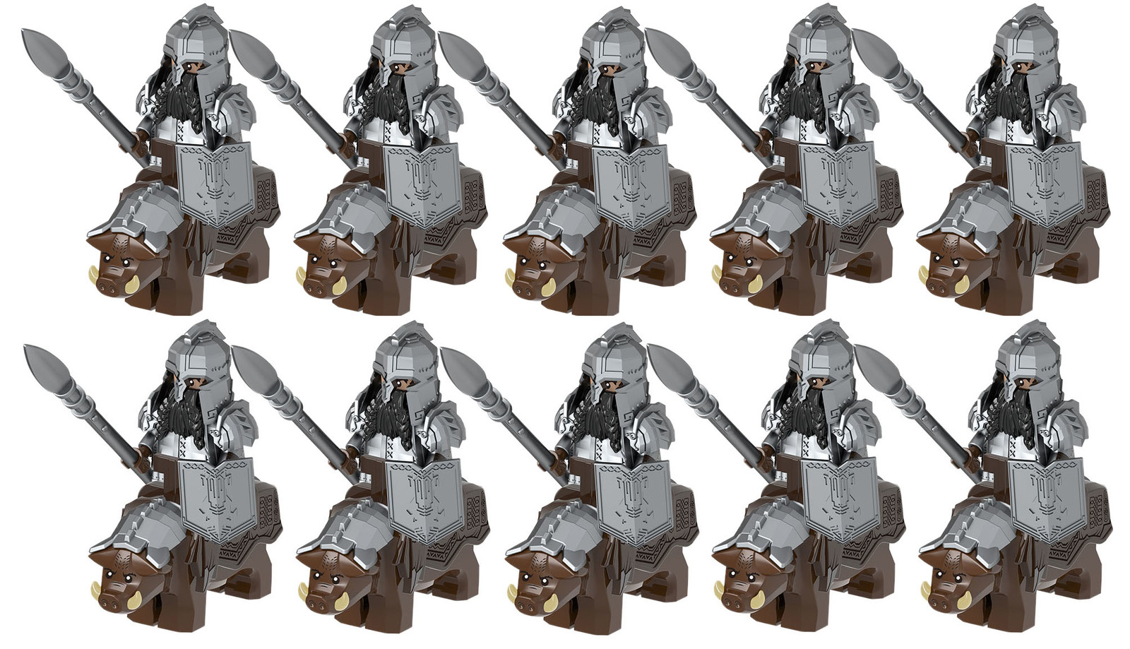 20pcs/set Mounted Boars Dwarf Warriors Custom Minifigures Bricks Toys ...