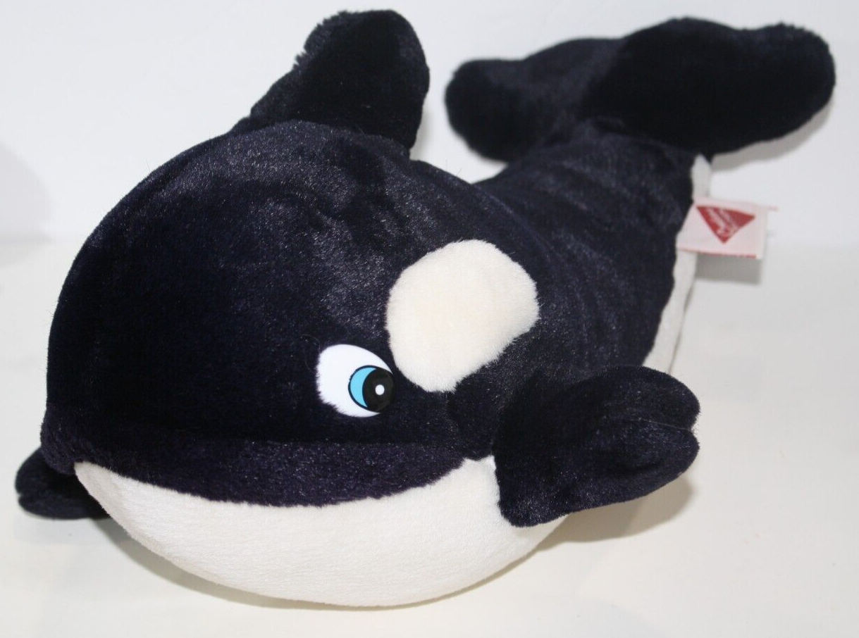 Dakin Free Willy Orca Whale 16" Soft Toy Stuffed Black White Plush Blue ...