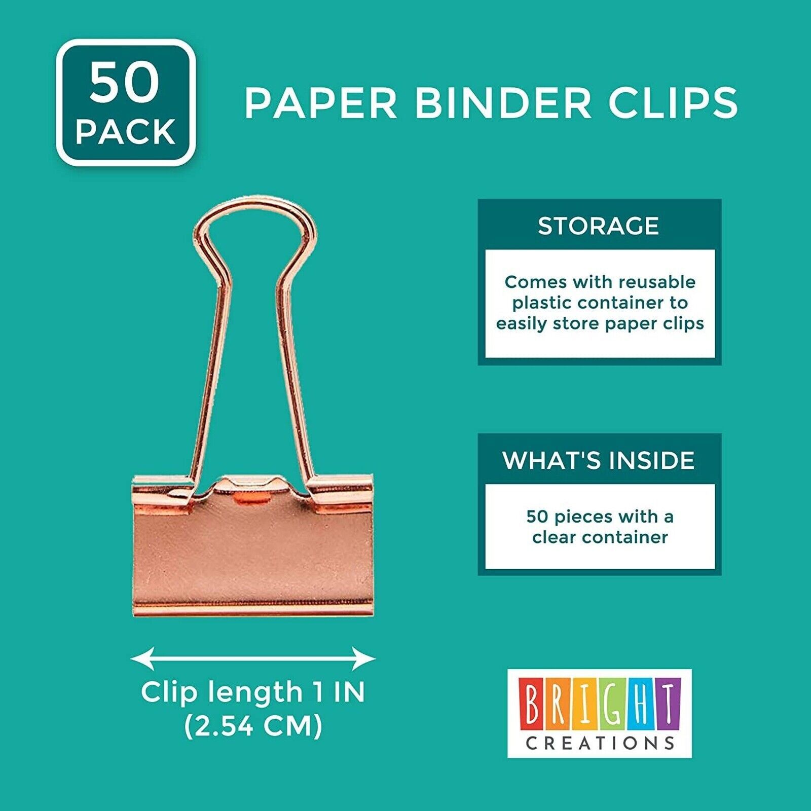 50 Pack Binder Clips Paper Clamps For File Office School Supplies ...