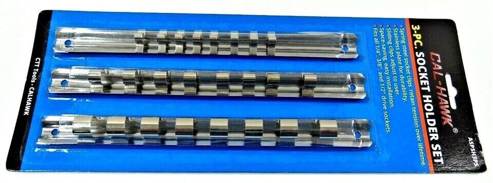 3-pc. Socket Holder Set 1/4" 3/8" 1/2" Drive SAE Metric Sockets (Brand ...