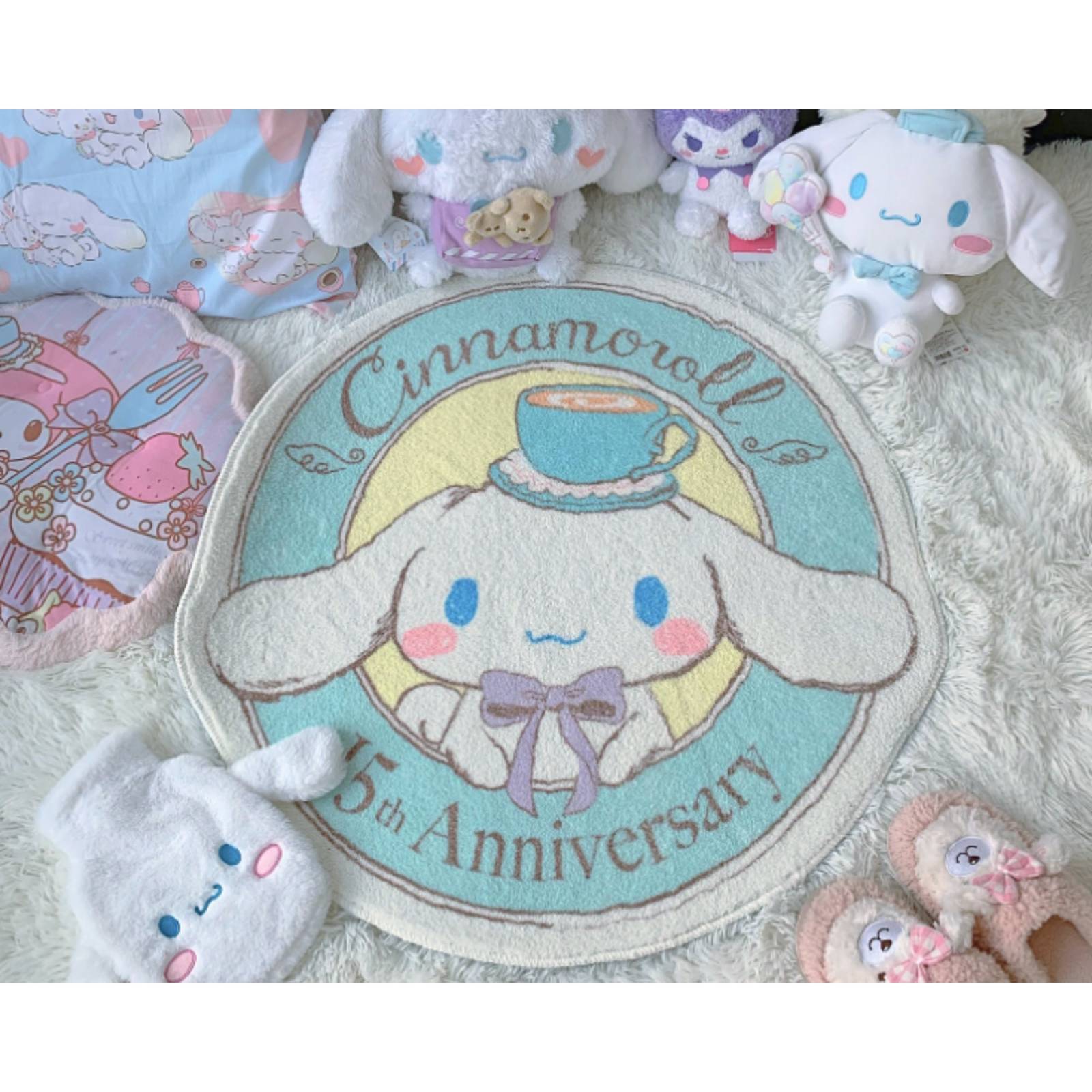 Super cute Cinnamoroll Rug, Cartoon round soft rug, Fluffy carpet for ...