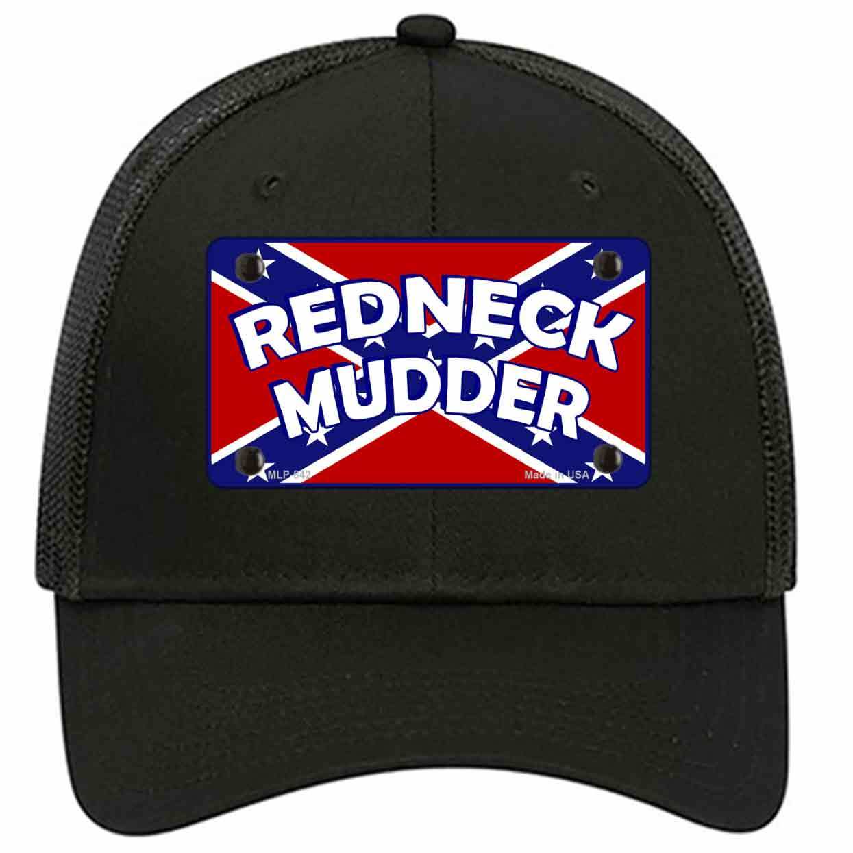 Redneck Mudder Novelty Black Mesh License Plate Hat - Hats