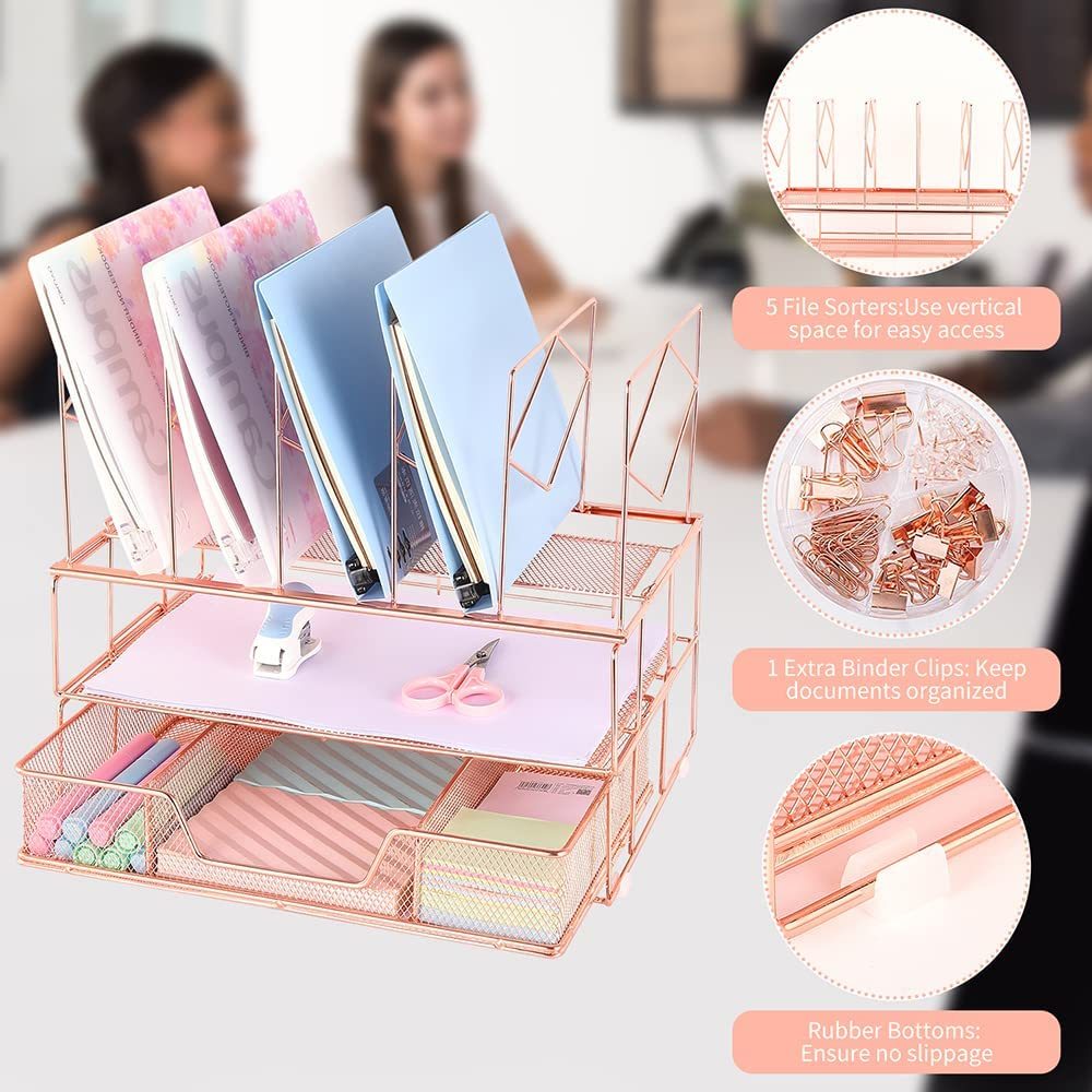 Accordion File Organizer DALTACK Desk Organizers Metal Magazine File ...