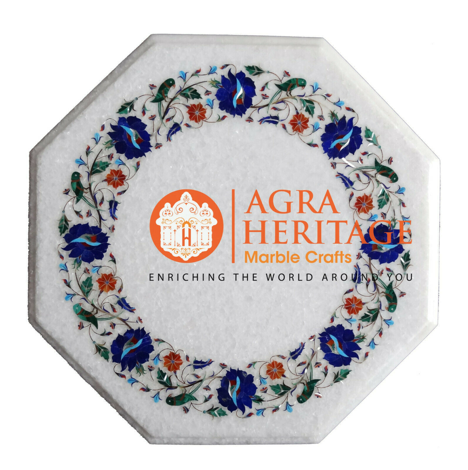 15" Coffee Table Top Parrot Design Mosaic Marble Multi Inlay Hallway ...