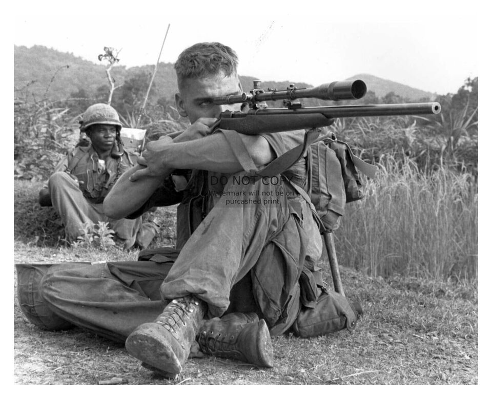 LANCE CORPORAL DALTON GUNDERSON VIETNAM WAR USMC SCOUT SNIPER 8X10 B&W ...