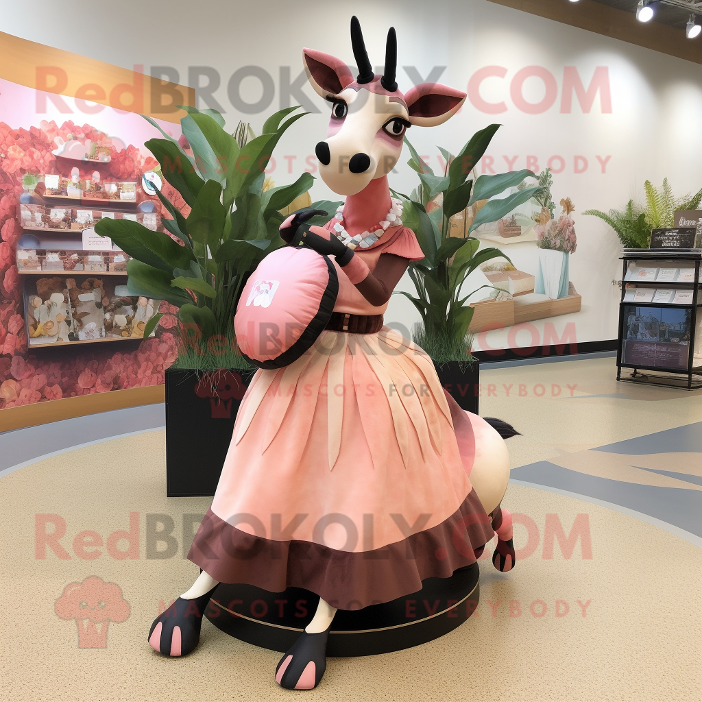 Peach Okapi mascot costume character dressed with a Circle Skirt and ...