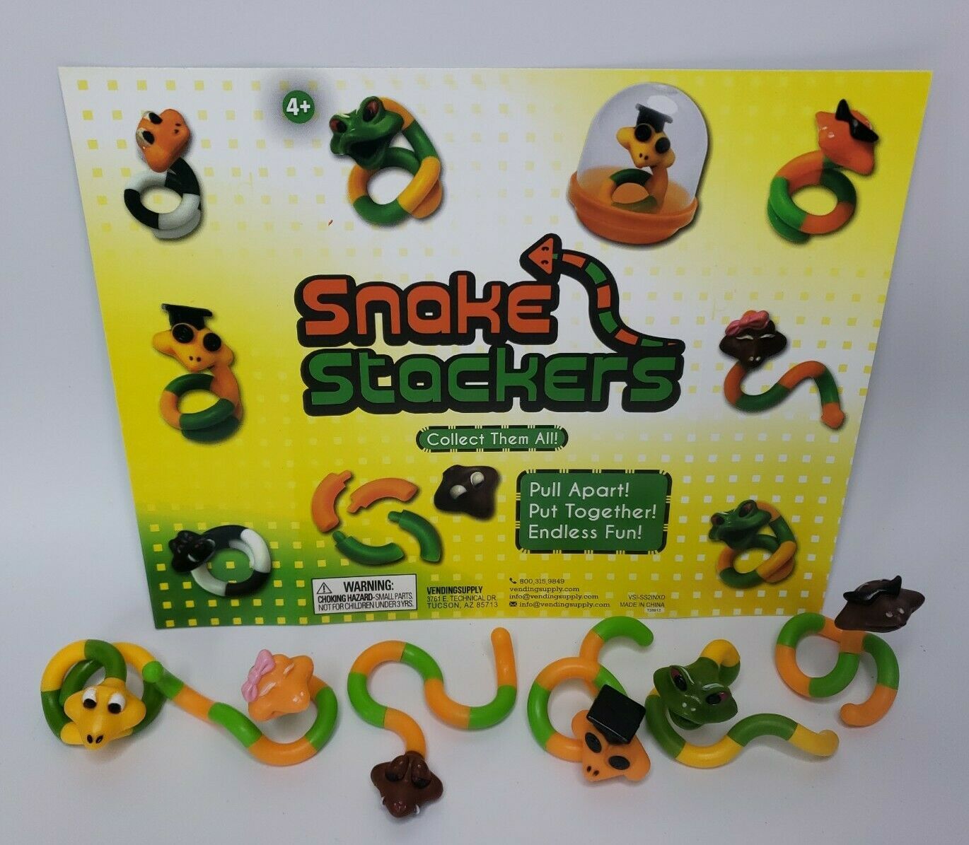 Wacky Snake Stackers Fidget Toy Puzzles Sensory Hand Toy Vending Charms ...