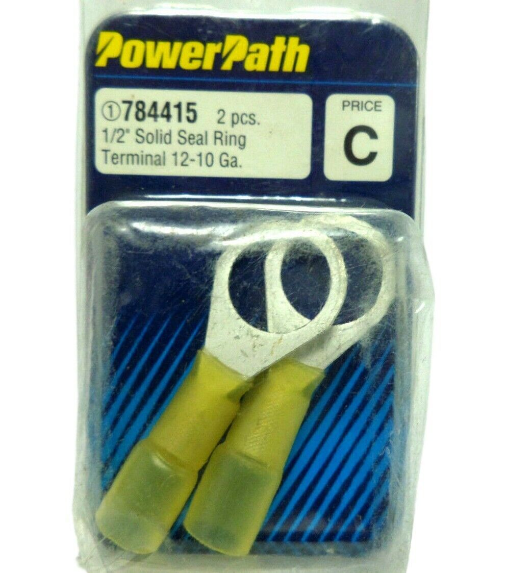 PowerPath 784415 (2) Pieces 1/2" Solid Seal Ring Terminal 12-10 Gauge ...