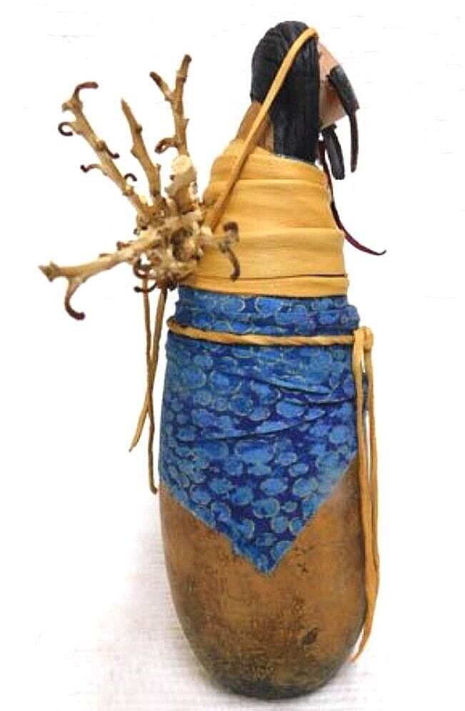 Native American Style MAIDEN STICK CARRIER GOURD FIGURE, 10" x 9 ...
