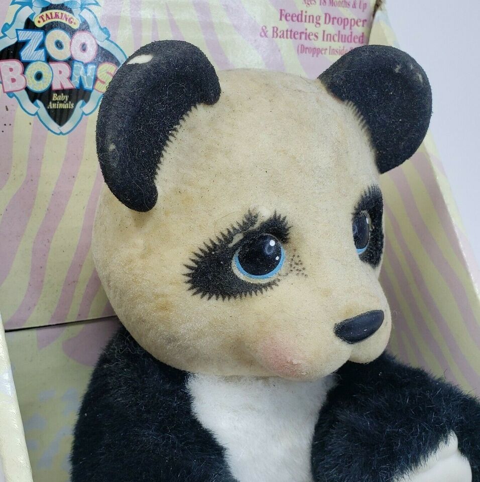 VINTAGE 1994 ED KAPLAN TALKING ZOO BORNS BABY PANDA BEAR IN ORIGINAL BOX TOY - Vintage