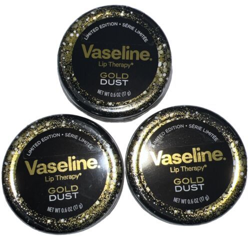 Pack Of 3 Limited Edition Vaseline Gold Dust Lip Therapy Tin .6oz ...