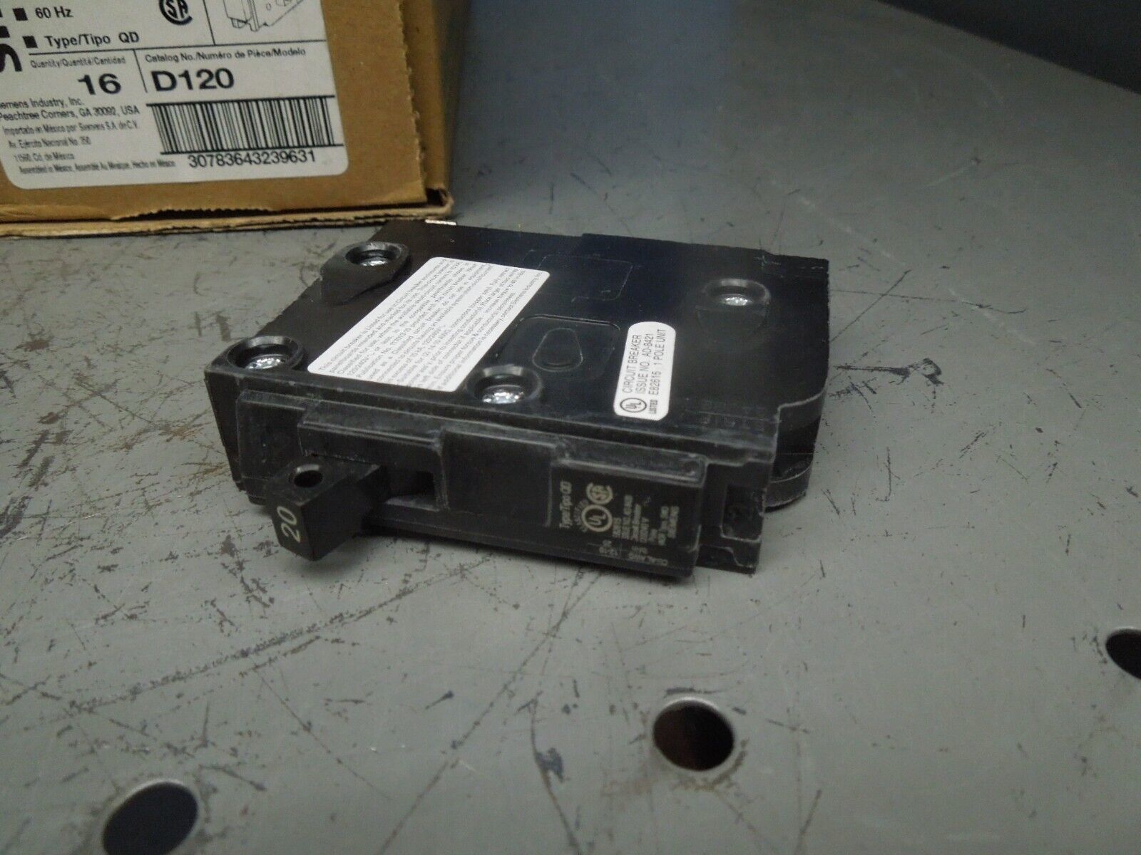 Box of 14- Siemens D120 20A 1P 120/240V Type QD Bolt On Circuit Breaker ...
