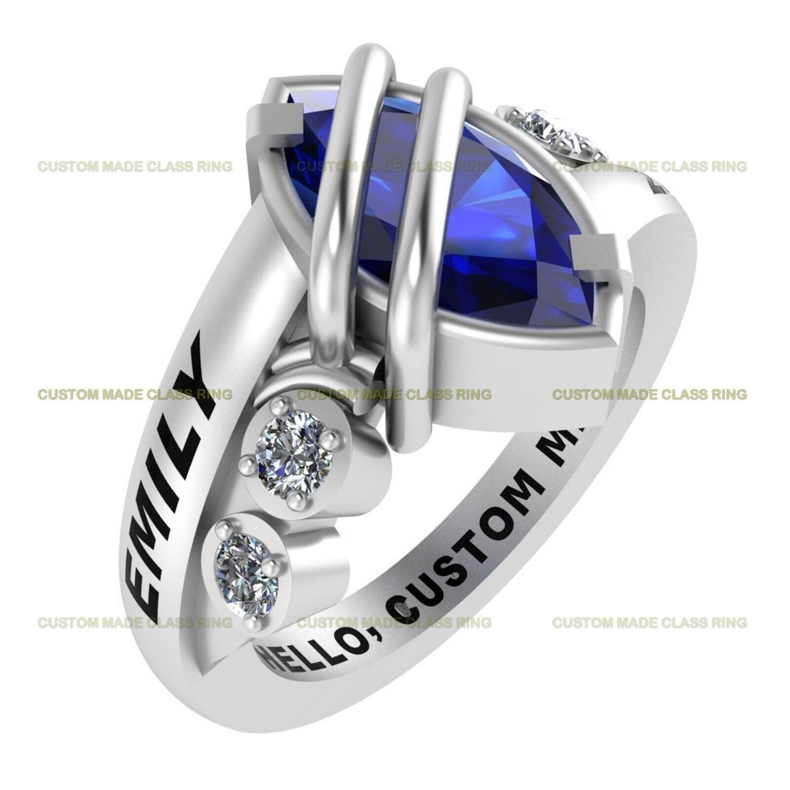 Silver925 Custom Seaswirl Jubilee Essence Chante Women's Marquise cut Class Ring - Rings