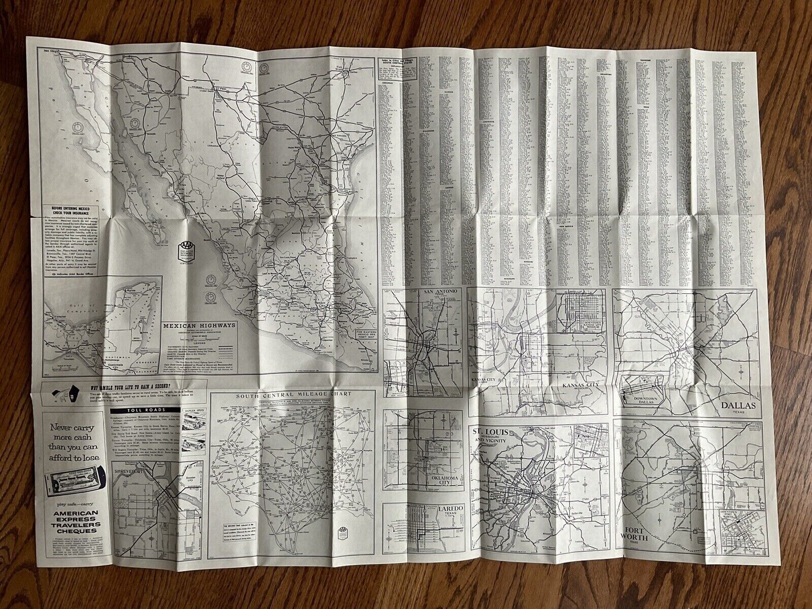 Road Map of South Central States USA by AAA Travel 1958 Transportation ...
