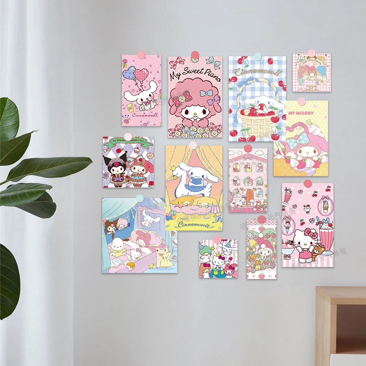 20pcs Sanrio Cartoon Hello Kitty My Melody Kuromi Little Twin Star Wall ...