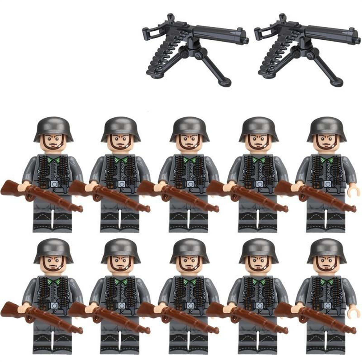 10pcs WW1 German Soldiers A Minifigure with Rifles & 2 Maxim Guns ...
