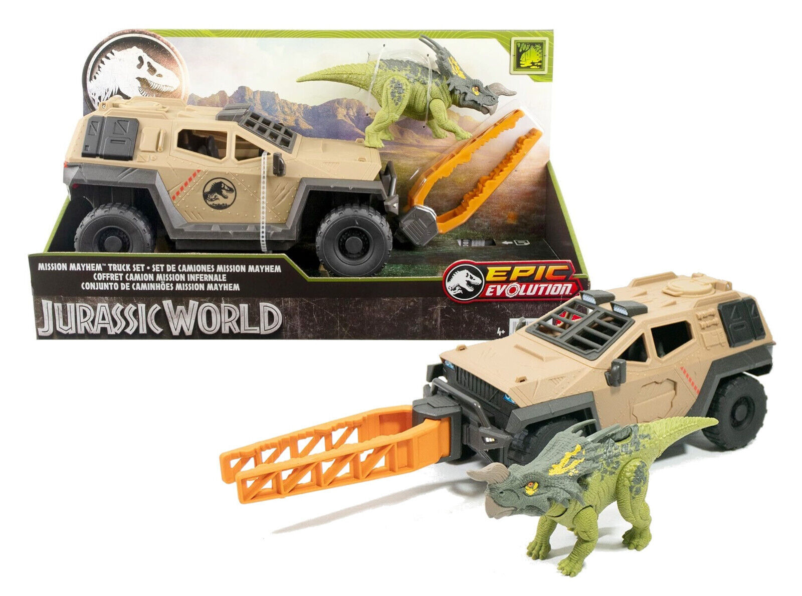 Jurassic World Epic Evolution Mission Mayhem Truck Set with Einiosaurus NIB - Action Figures