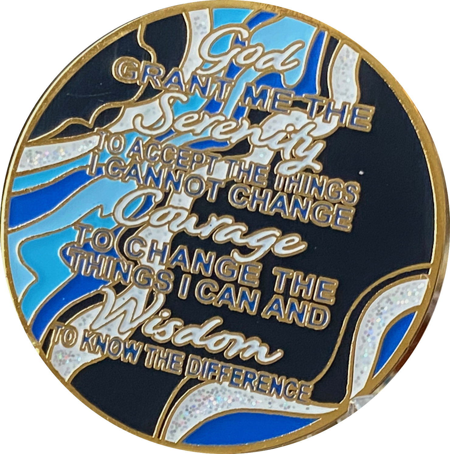 4 Year AA Medallion Elegant Marble Navy Blue Sobriety Chip - Tokens ...