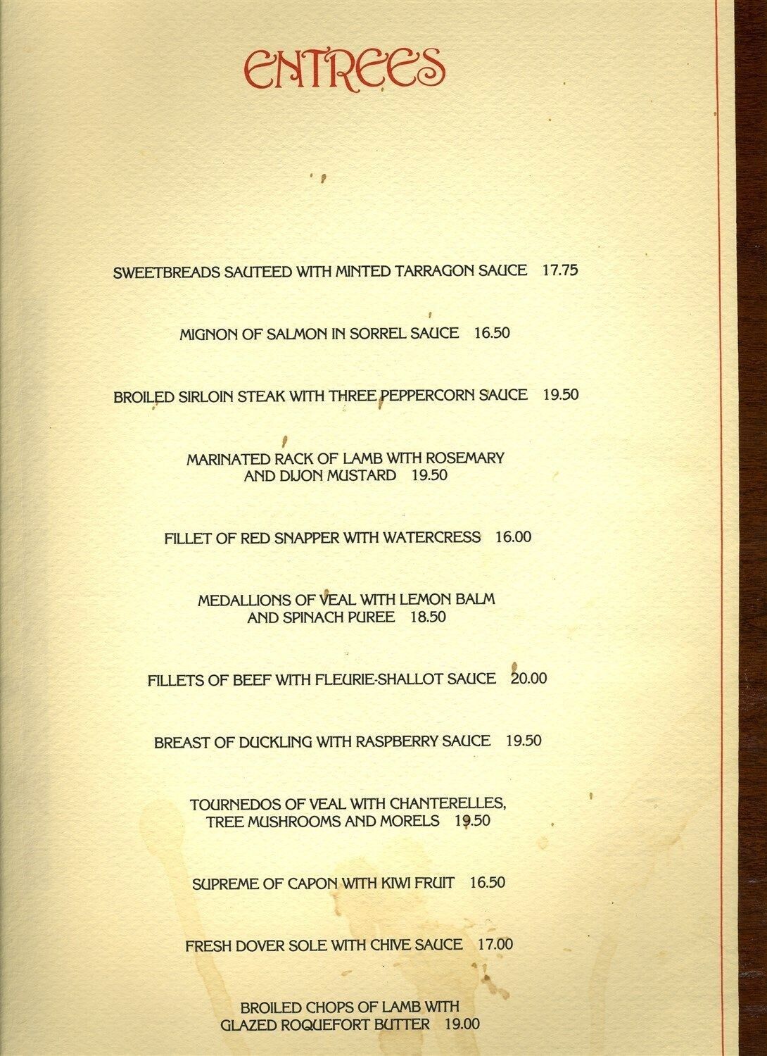 Trumpets Restaurant Menu Grand Hyatt Hotel New York 1981 Donald Trump ...