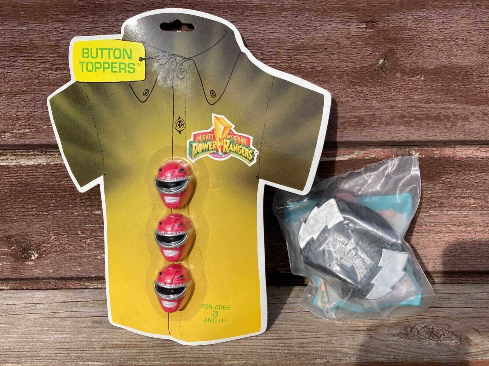 VTG 1994 Power Rangers RED POWER RANGER Button Toppers & Power Siren ...