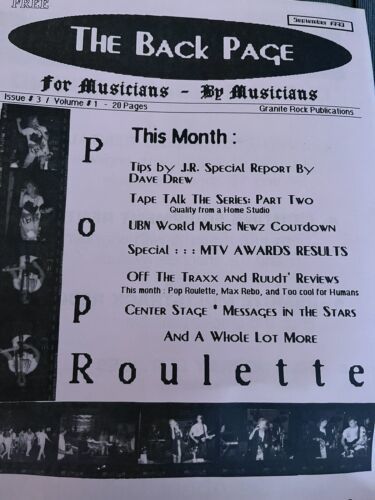 The Back Page Music Magazine September 1990 Pop Roulette Max Rebo Too ...