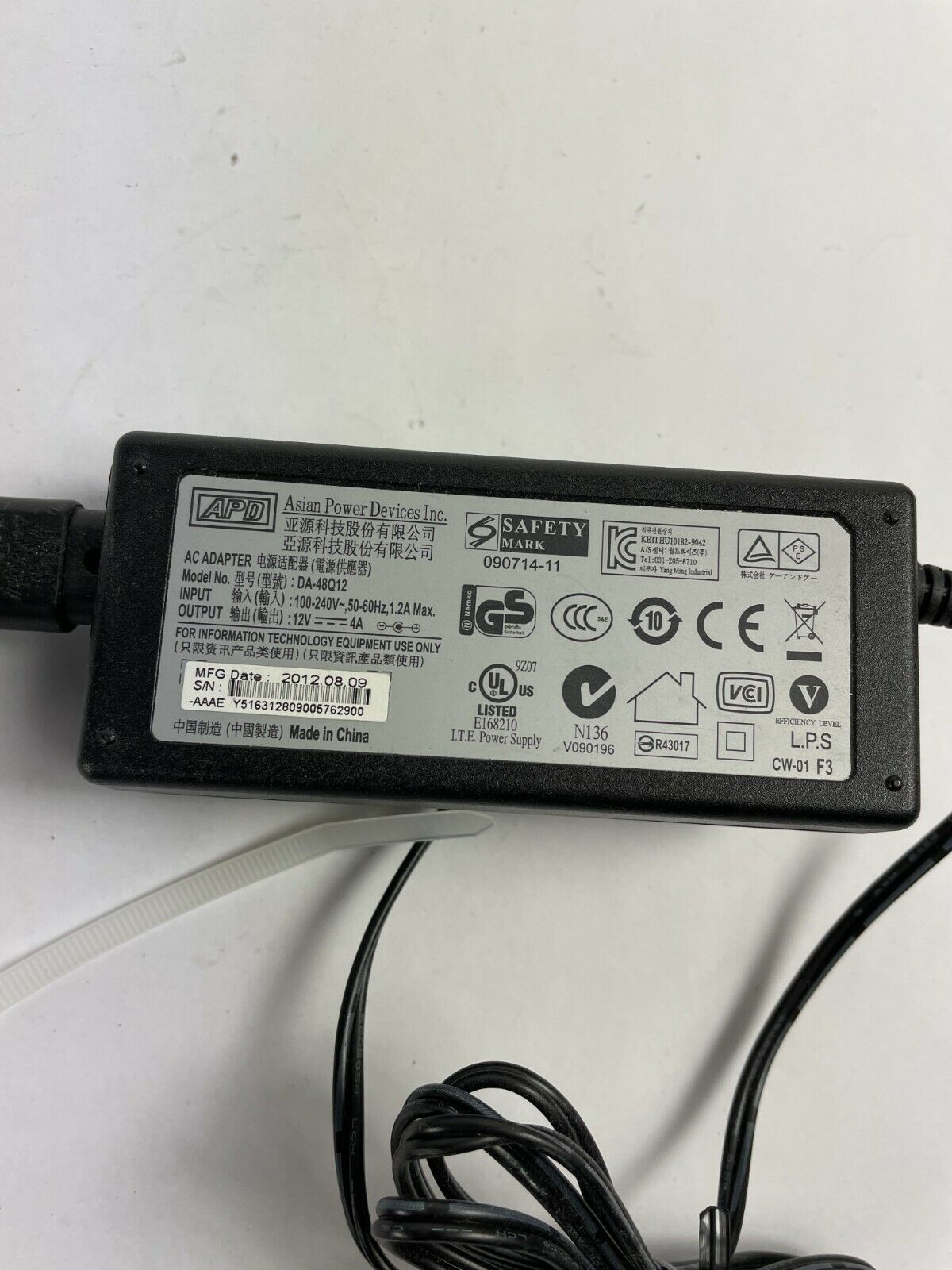 Genuine APD DA-48Q12 Ac Adapter Output 12 V 4 A Power Supply Adapter ...