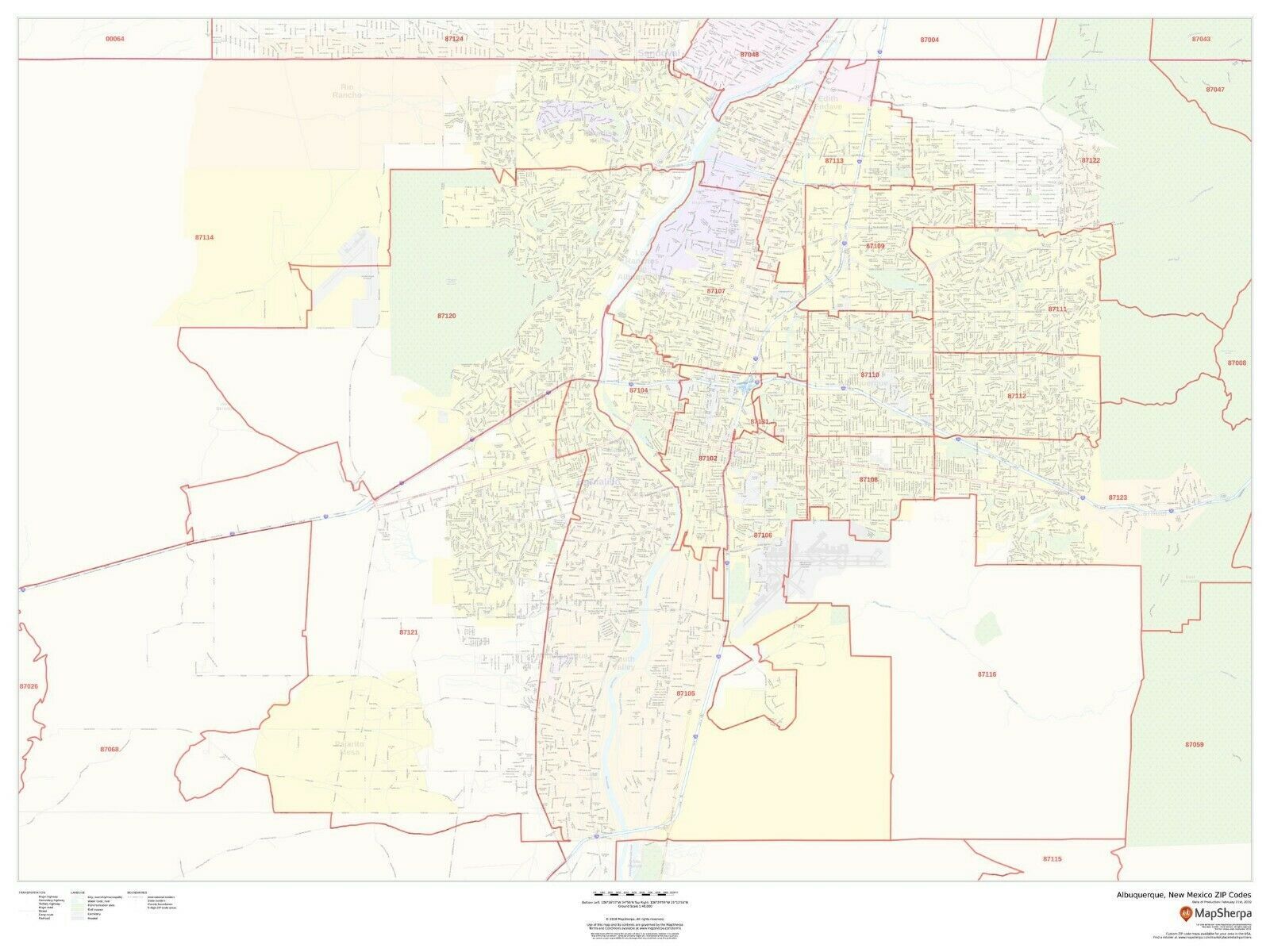 Albuquerque, New Mexico ZIP Codes Laminated Wall Map (MSH) - Maps & Atlases