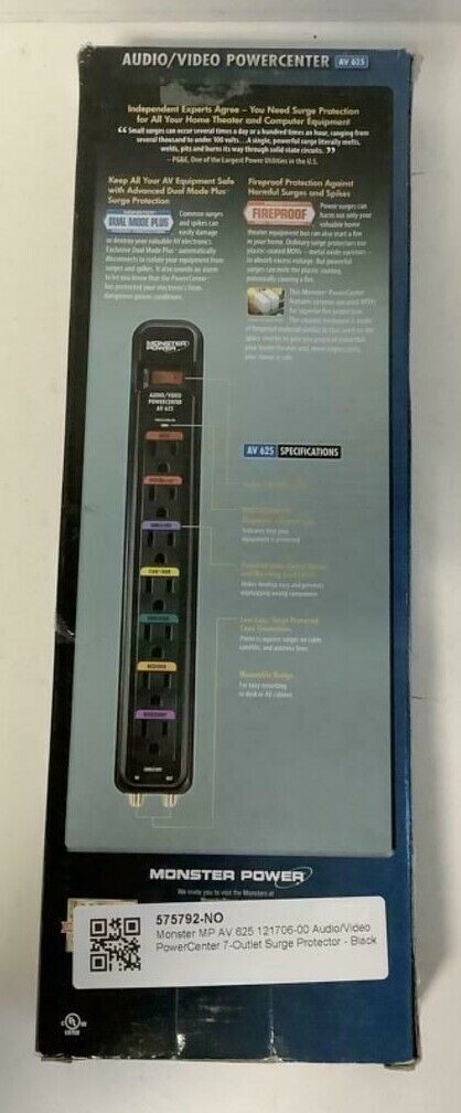 NEW Monster Power AV 625 PowerCenter Premium Surge Protector 7 Outlets ...