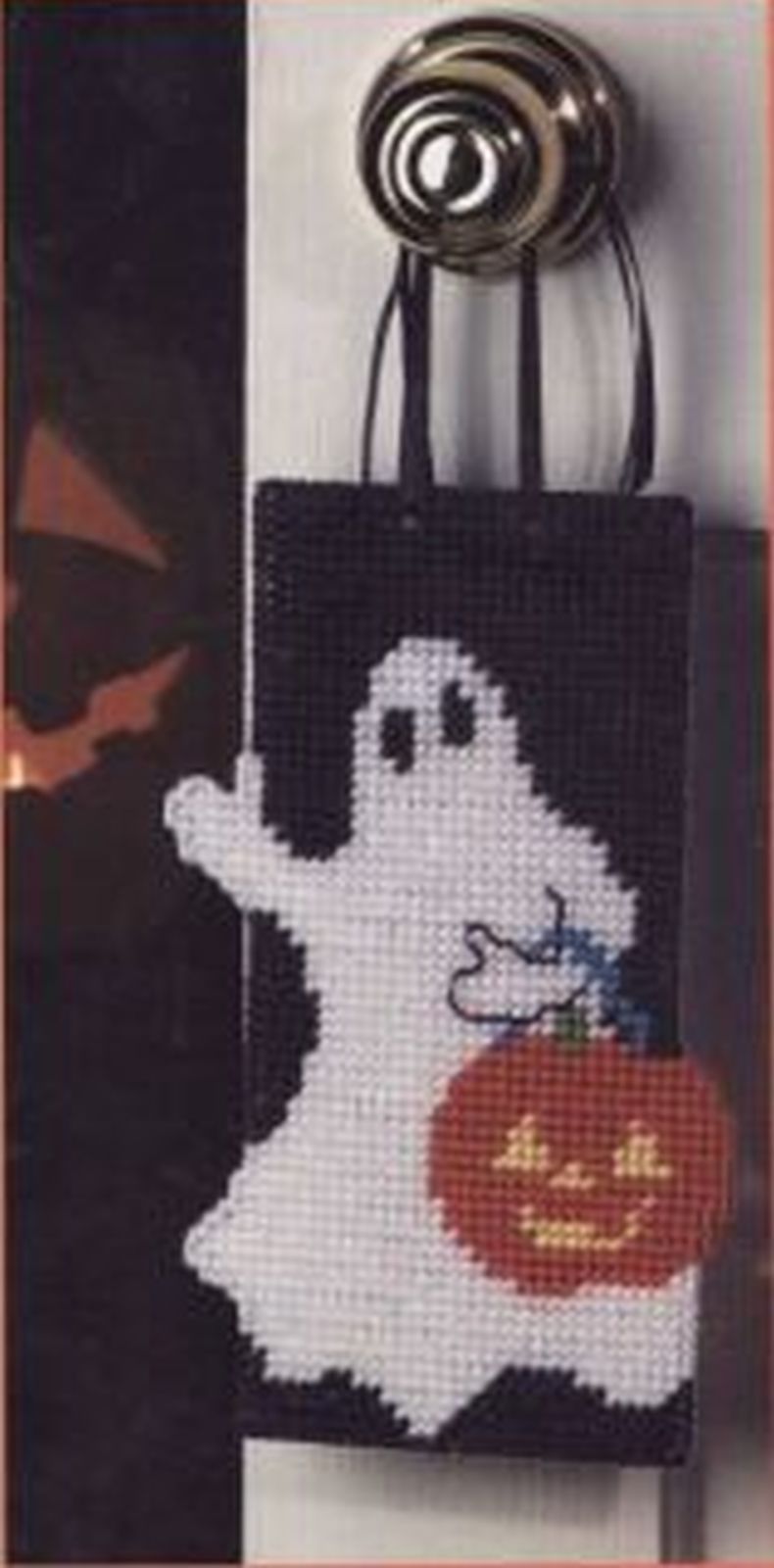 Plastic Canvas Halloween Spooks Window Decor Cat Ghost Doorknob Hanger ...