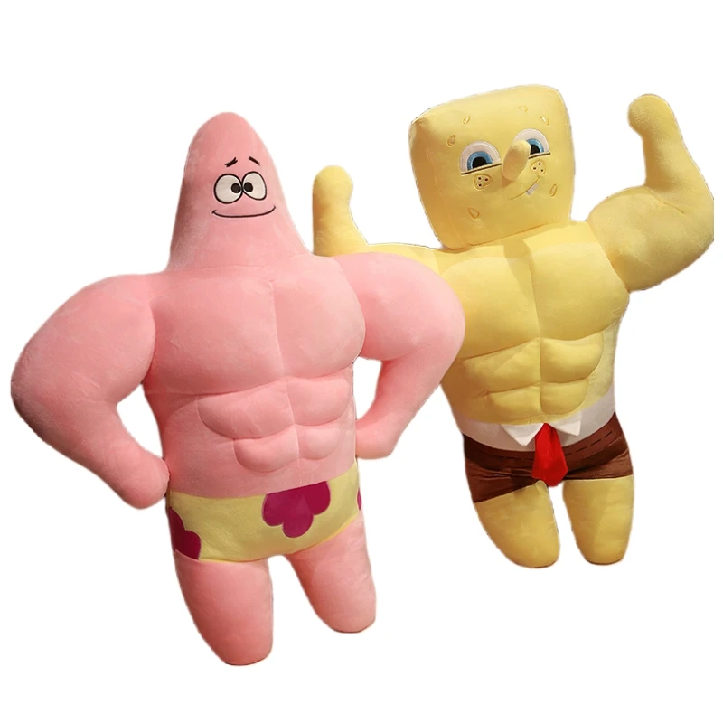 Big Size Muscular SpongeBob Patrick Star Plush Funny Stuffed Anime ...