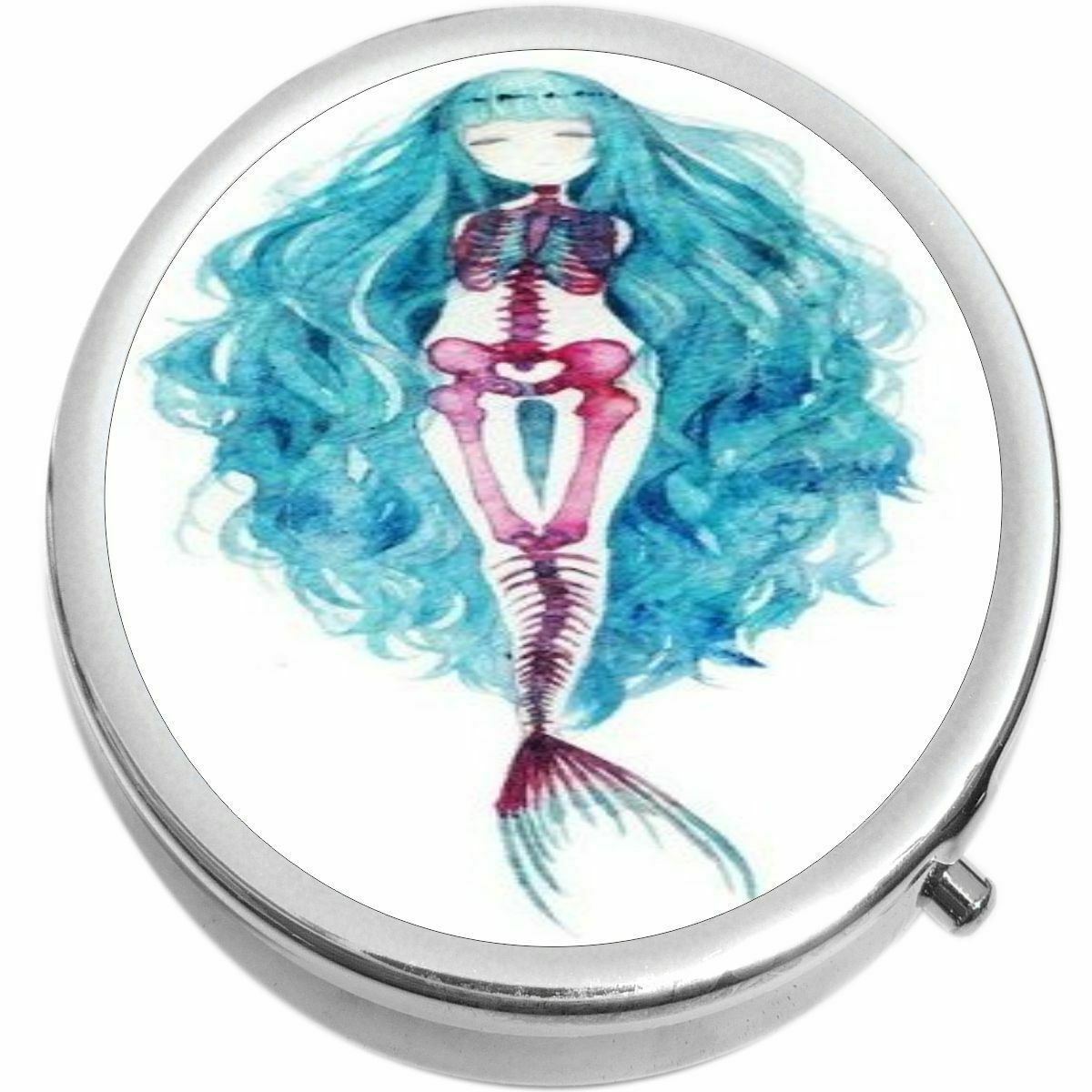 Mermaid Skeleton Medicine Vitamin Compact Pill Box - Pill Boxes, Pill Cases