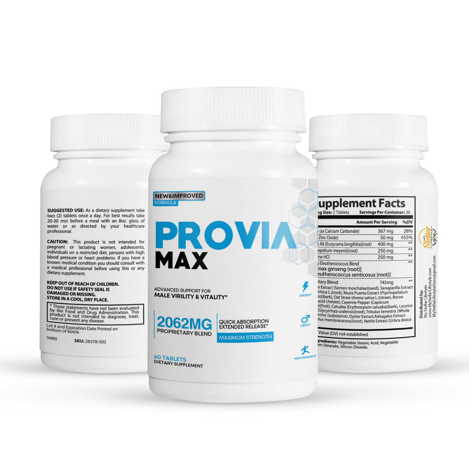 Provia Max, ayuda a la virilidad y vitalidad masculina-60 Tabletas - Vitamins & Minerals
