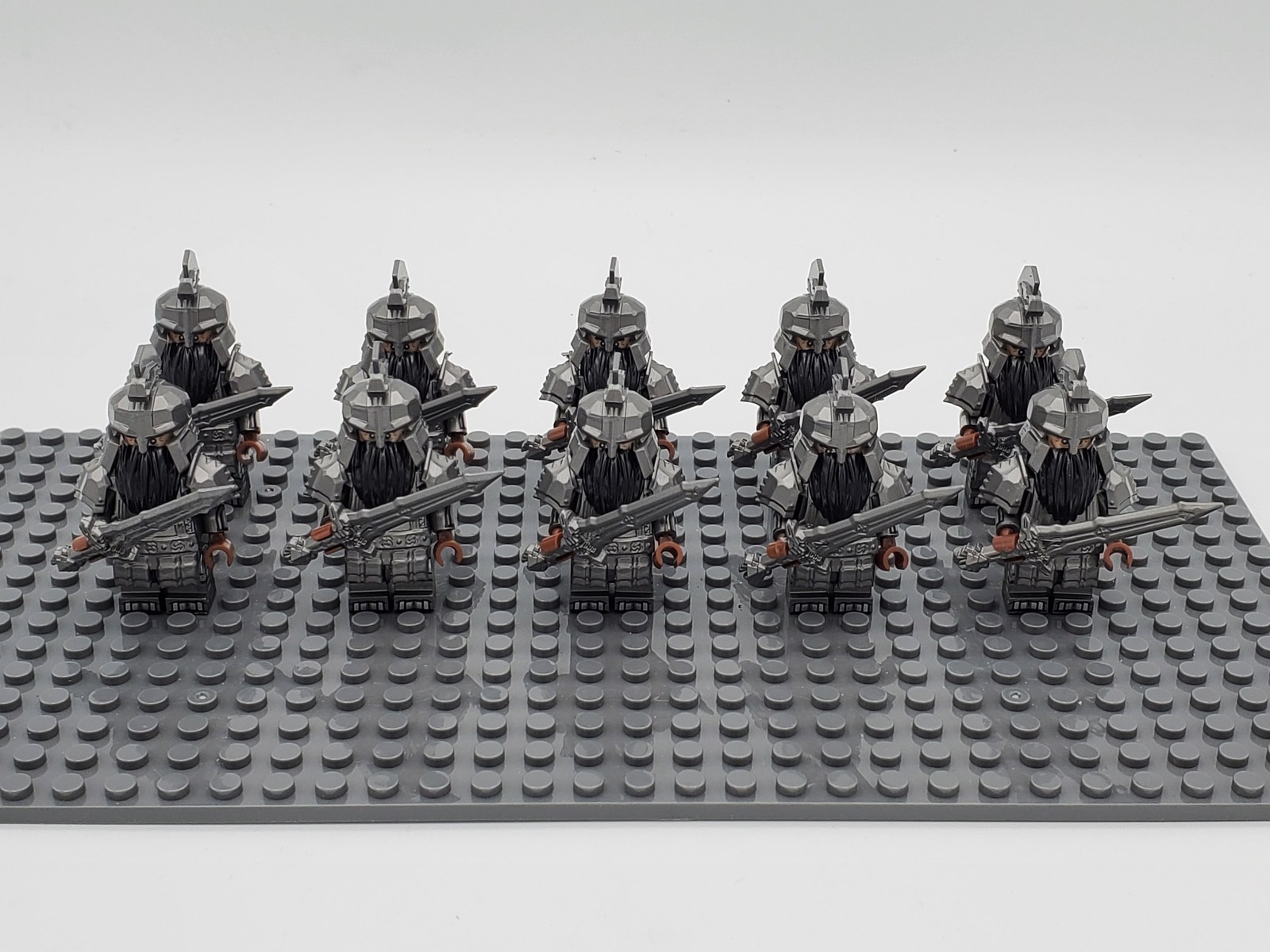 LOTR Dwarf Heavy Greatsword Infantry Army Set 10 Minifigures For Lego ...