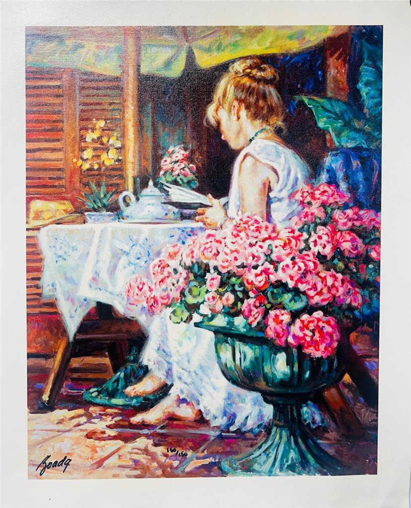 Sebastia Boada Reading Under The Parasol Hand Signed Limited Giclee on ...