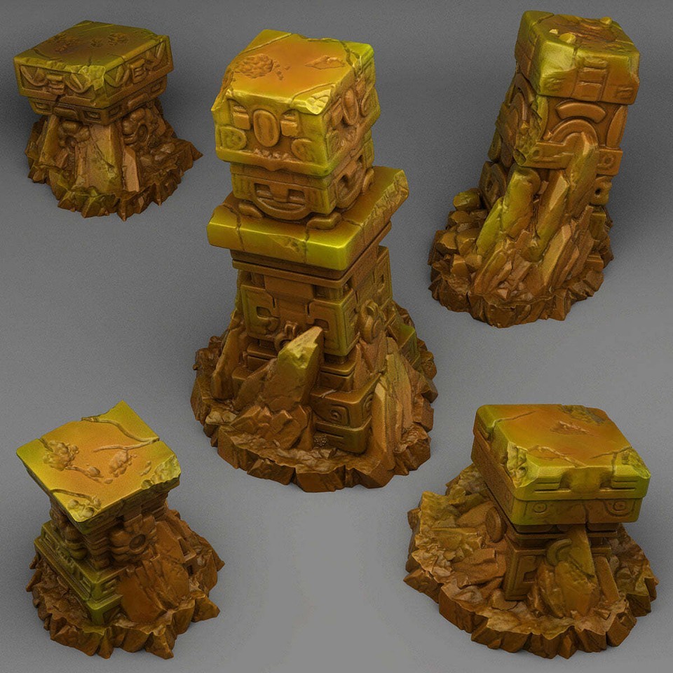 3D Printed Fantastic Plants and Rocks Lost Maya Columns 28mm - 32mm D&D ...