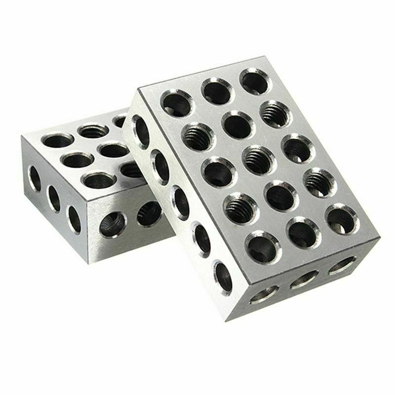 2pc 25x50x75mm Hardened 1-2-3 Steel Blocks 23 Holes Parallel Clamping ...