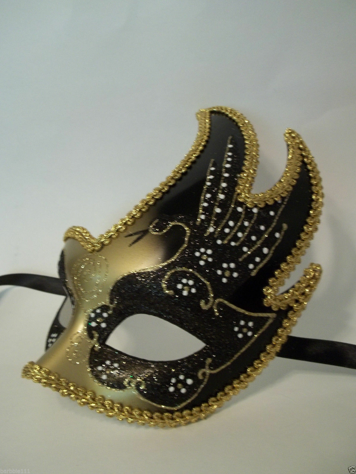 Black Gold Masquerade Swan Flame Mask Mardi Gras Ball Dance Prom ...