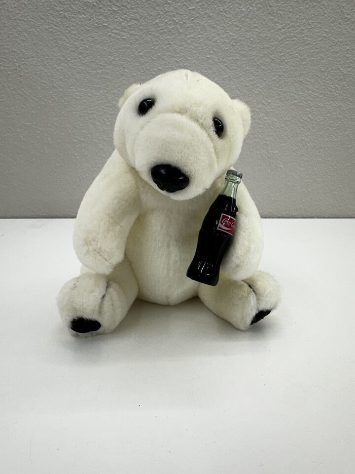 Coca-Cola Plush Collection Stuffed Animal Toy Polar Bear w Coke Bottle ...