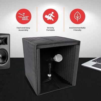 Pyle PSIB27 Sound Booth - Studio Soundproof Foam Shield Isolation ...