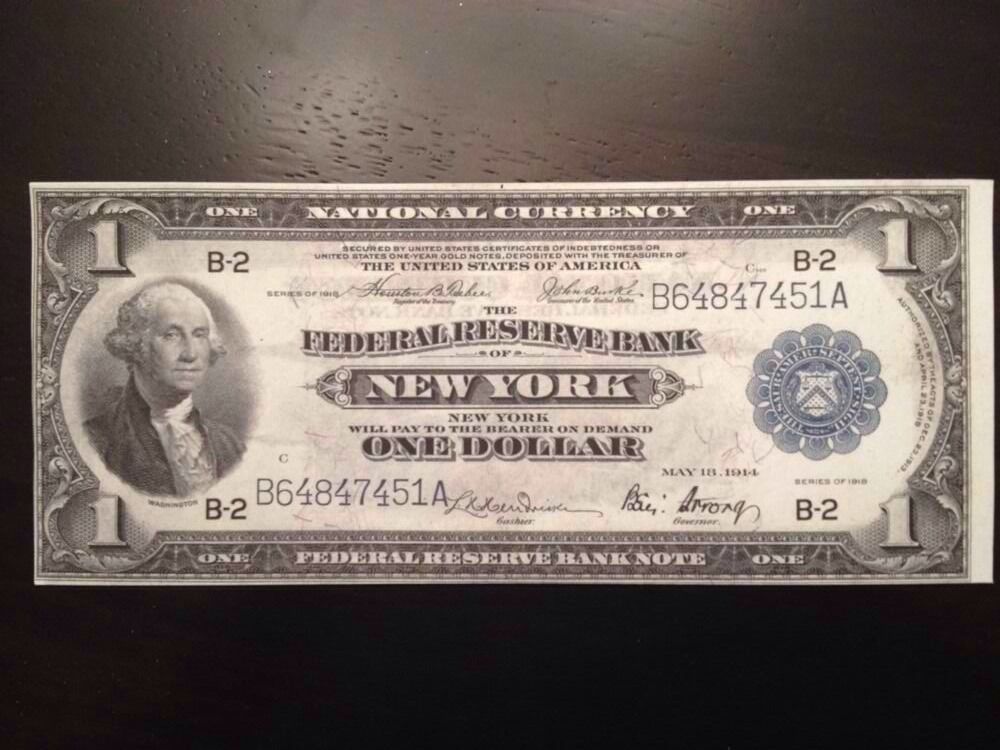 Reproduction $1 Bill USA Federal Reserve Bank Note 1918 Washington ...